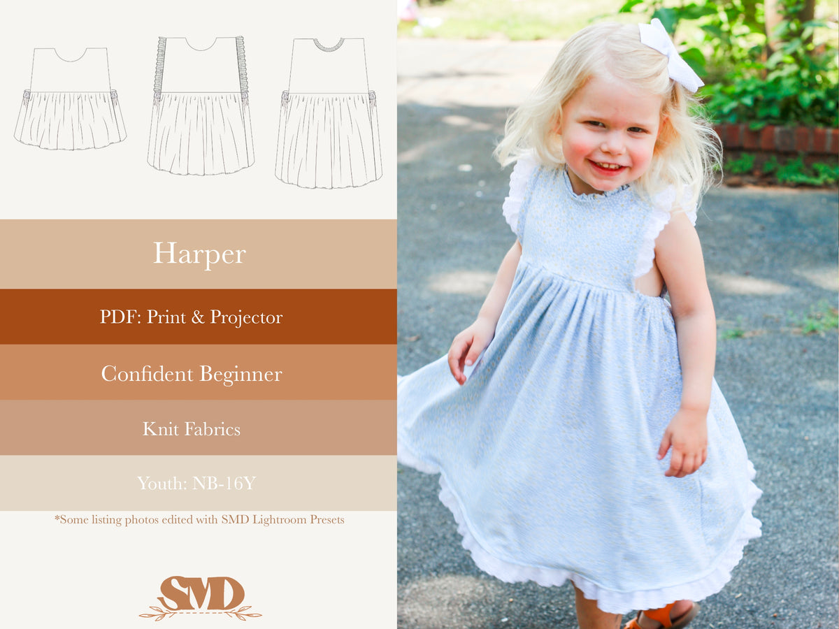 Youth Harper Top, Tunic and Dress Digital Sewing Pattern Sizes NB-16Y ...