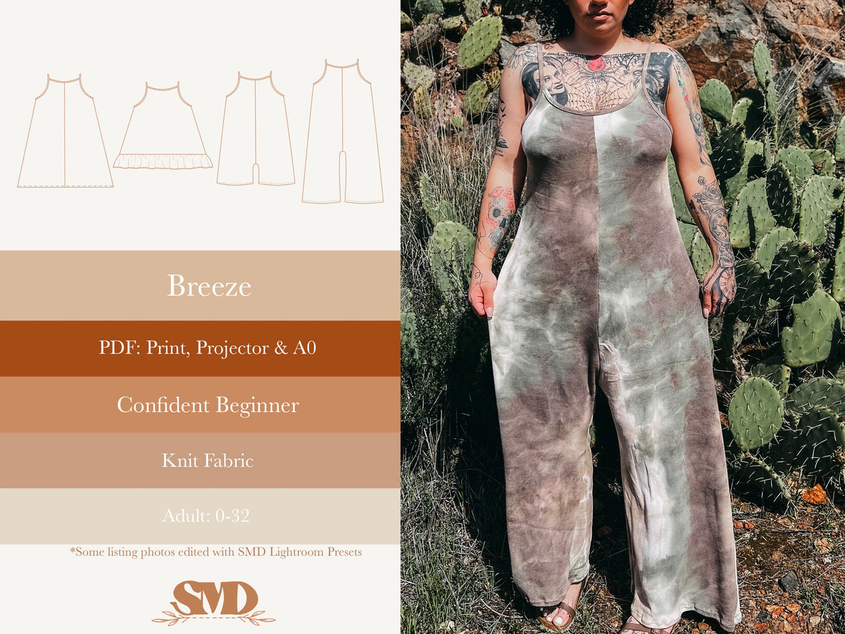 Adult Breeze Jumpsuit, Top and Dress Digital Sewing Pattern Sizes 0-32 ...