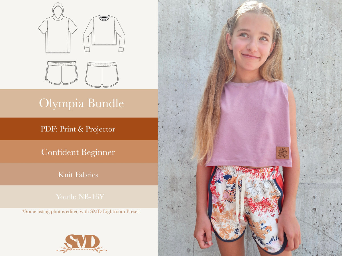 Bundle Youth Olympia Top and Shorts Digital Sewing Pattern Sizes NB-16 ...