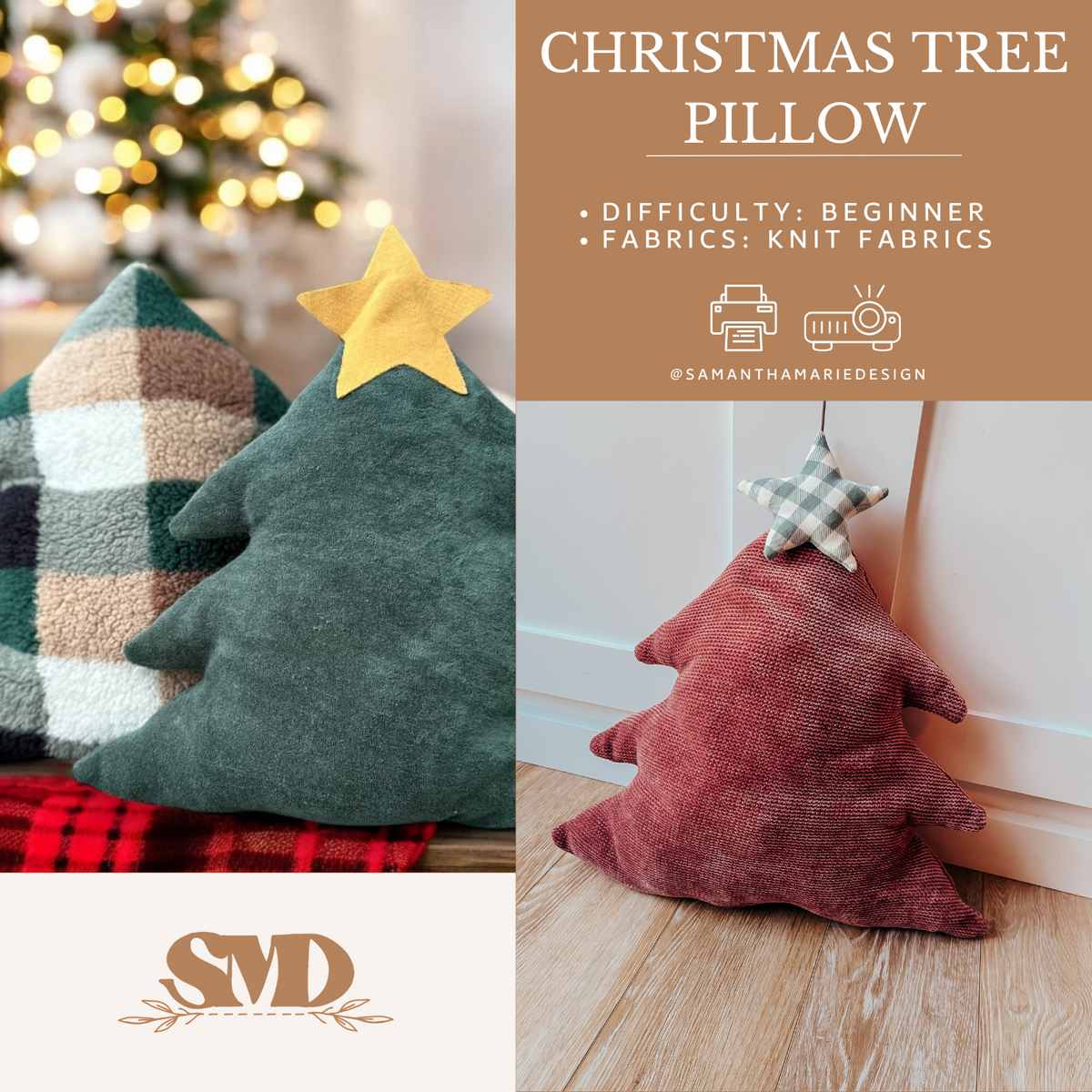 Christmas Tree Pillow FREE Digital Sewing Pattern – Samantha Marie Design