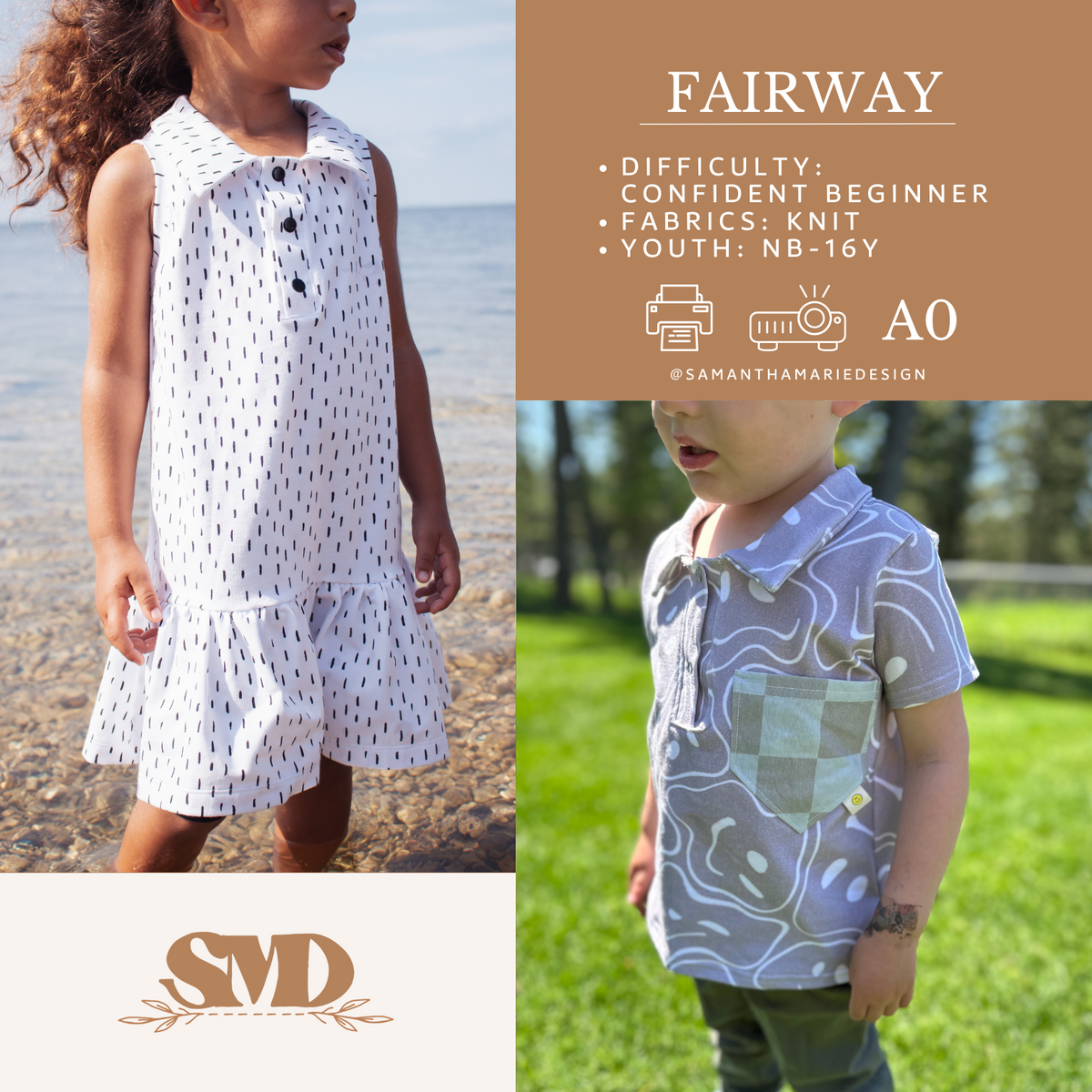 Youth Fairway Polo Top and Dress Digital Sewing Pattern Sizes NB-16Y ...