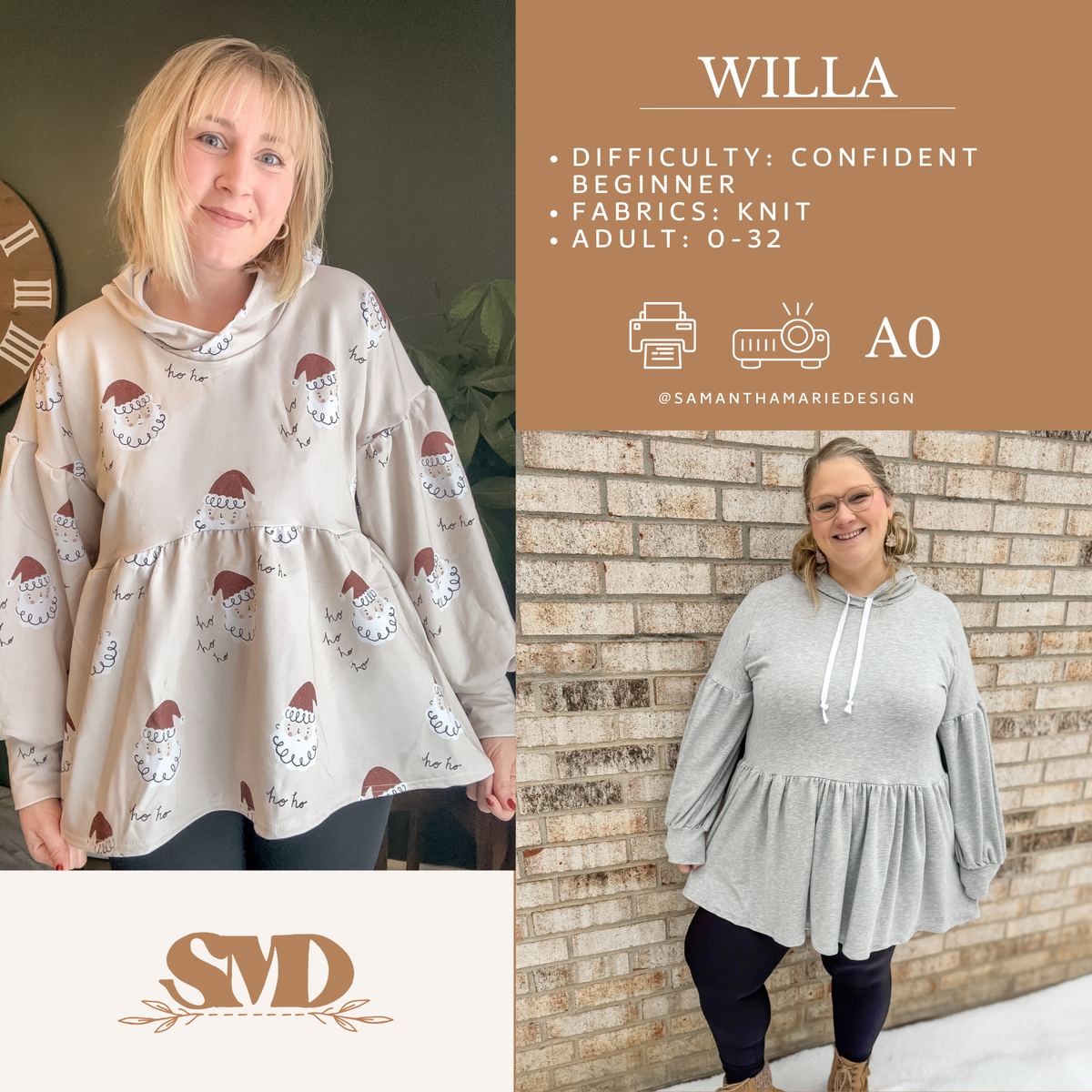 Adult Willa Top and Dress Digital Sewing Pattern Sizes 0-32 – Samantha ...