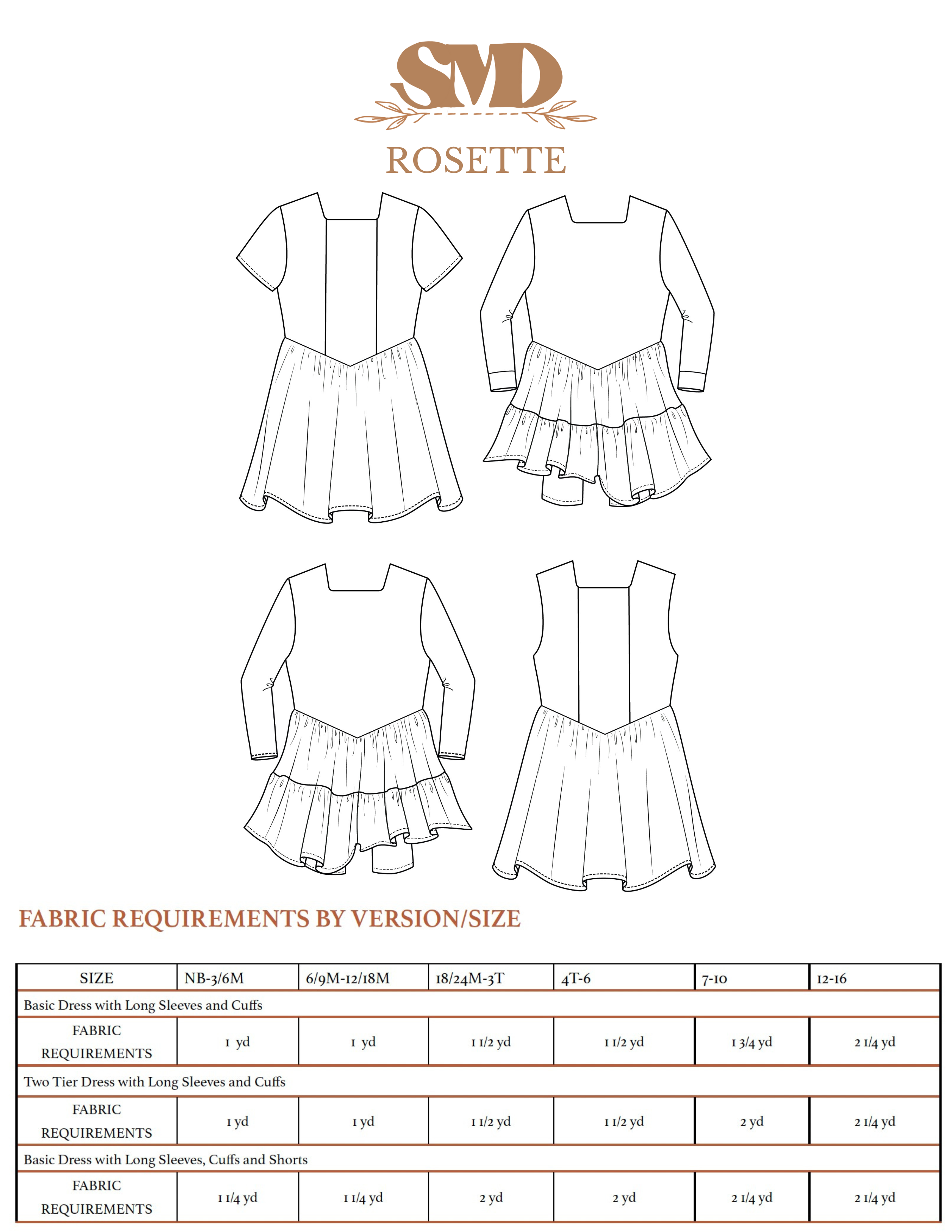 Youth Rosette Dress Digital Sewing Pattern Sizes NB-16Y – Samantha ...