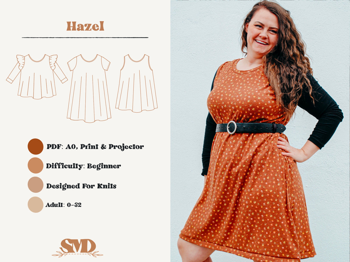 Adult Hazel Swing Dress, Tunic and Top Digital Sewing Pattern Sizes 0 ...